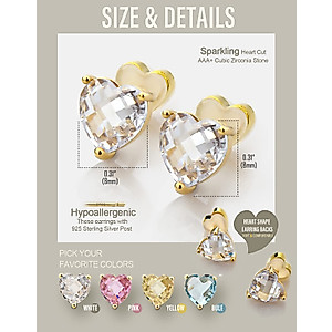 Liz Kol Pink Heart Earrings for Women, Gold Stud Earrings with Sterling Silver Post Jewelry Gifts