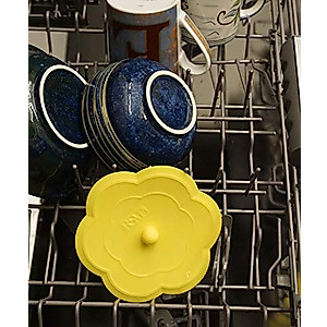 RSVP International Yellow Silicone Flower Kitchen Stopper, 6" | Sink Plug | Water-Tight Seal | Durable Silicone Withstands Hot Water | Dishwasher Safe