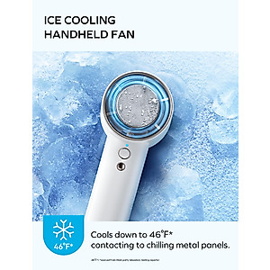 MOMAX Handheld Fan with Ice Cooling, Fast Cooling to 46°F, USB Rechargeable, Mini Fan with 12000RPM, Portable Fan for Summer/Outdoor, Gifts for Women and Child