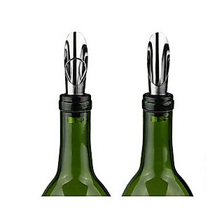 Wine Pourer and Stopper - 5 Pack - Tapered Design - Liquor and Wine Bottles - Drip Free Pouring - Stopper Creates an Seal - Keeps Wine Fresh - Gift for Wine Enthusiasts. (Retail pack)