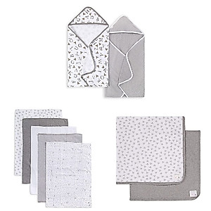 Burt's Bees Baby Organic Cotton Baby Care Essentials Bundle (2 Pack Hooded Towels + 2 Pack Blankets + 5 Pack Burp Cloths)