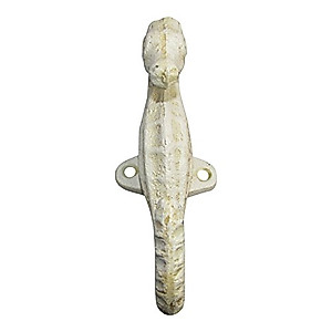 Abbott Collection Cast Iron Seahorse Wall Hook, White