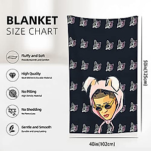 Mitterm Cute Funny Blanket Frank Velvet Blanket Comfortable and Warm Suitable for Sofa Bed 50”x40“