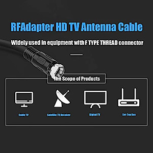 Coaxial Cable 1ft, Short Coax Cable 1 Foot, 0.3m 2-Pack with Right Angle Connectors, Black 75 Ohm Shield Digital RG6 Cables with F-Male Connectors for TV Antenna DVR Satellite