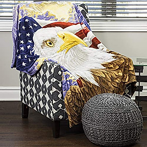 Dawhud Direct Independence Day Fleece Blanket for Bed, 50" x 60" Eagle Fleece Throw Blanket for Men, Women and Kids - Super Soft Plush Eagle Blanket Throw Print Blanket for Eagle Lovers