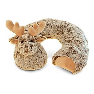 DolliBu Brown Moose Plush Neck Pillow - Soft Travel Neck Pillow Animal for Neck & Head Support, Cute Wild Life Stuffed Pillow Accessory for Naps, Novelty Stuffed Animal Headrest for Kids & Adults