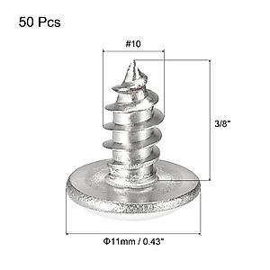 uxcell Phillips Head Self Tapping Screws, #10 x 3/8" 304 Stainless Steel Wood Sheet Metal Screw 50pcs