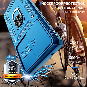 IYTRRYH for Samsung Galaxy Note 20 Ultra Case with Glass Screen Protector,with Magnetic Kickstand Ring&Camera Cover Military Grade Drop Shockproof Heavy Duty Protection Galaxy Note 20 Ultra Case Blue