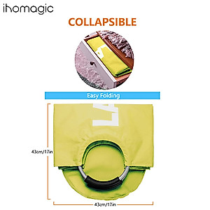 IHOMAGIC 120L Extra Large Freestanding Laundry Baskets with Easy Carry Aluminum Handles for Dirty Clothes,Portable Washing Bin, Foldable College Laundry Bag for Home,Office,Room Decor (Yellow)