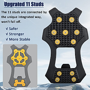 Ice Cleats Snow Traction Cleats Anti Slip Crampons for Walking on Snow and Ice 11 Steel Studs Snow Shoes Ice Grippers Rubber Stretch Footwear for Women Men Walking Hiking Fishing