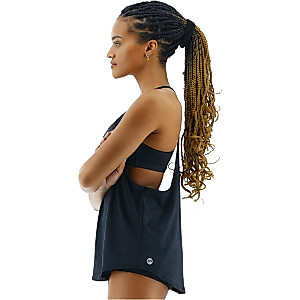 TYR Women's Standard Shea 2 in 1 Tankini Top for Swimming, Yoga, Fitness, and Workout, Black, Small