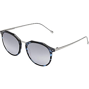 ZENNI Blokz Blue Light Blocking Sunglasses UV Filters Reduce Eyestrain, Round Azurite Mixed Materials Frame for Women Men