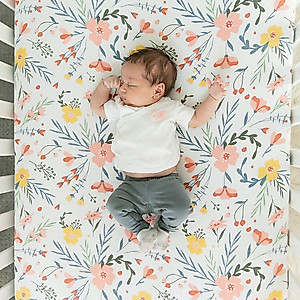Graced Soft Luxuries 100% Cotton Fitted Crib Sheet for Standard Crib and Toddler Mattresses, for Baby Boys and Girls (Floral Burst)