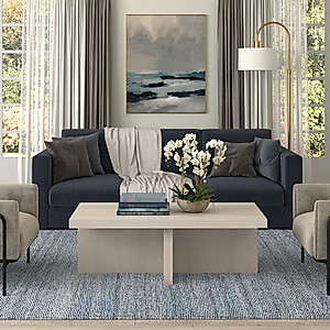 Henn&Hart 44" Wide Rectangular Coffee Table in Alder White, for Home, Living Room, Bedroom, Entertainment Room, Office