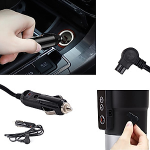 LEJIEYIN Temperature Control Mug Travel Heating Cup Electric Heating Cup for Coffee in Car 12V Heated Mugs Smart Coffee Cup Keep Milk/Tea Warm LCD Display Easily Washing 13OZ