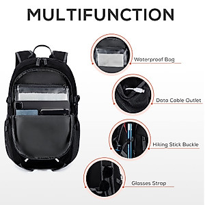 TOURIT Hiking Backpack 40L Lightweight Hiking Daypack Foldable Waterproof Camping Backpack for Women Men Travel Outdoor Black