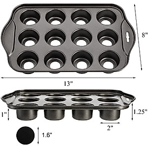 Tosnail 2 Pack 12 Cavity Mini Cheesecake Pan with Removable Bottom