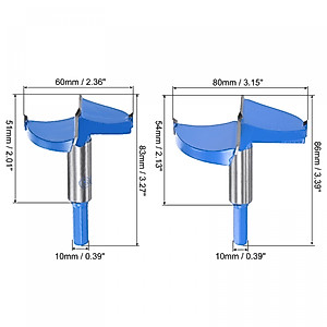uxcell Tungsten Carbide Forstner Drill Bit Set 60mm 80mm, Woodworking Wood Hole Opener Hinge Hole Drilling Boring Bit Cutter