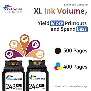 ColoWorld Remanufactured Ink Cartridge Replacement for Canon PG-243 CL-244 PG-245XL CL-246XL for Pixma MX492 MX490 TR4520 MG2522 MG2922 MG2520 MG2920 MG3022 iP2820 TS202 Printer (1 Black 1 Color)