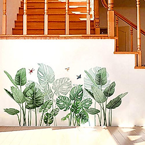 Leaf Wall Sticker Wall Decals Palm Tree Wall Decals Green Leaves Wall Paper Evergreen Removable Decal Peel and Stick Giant Painterly Ivy Peel and Stick for Living Room Bedroom Nursery Room