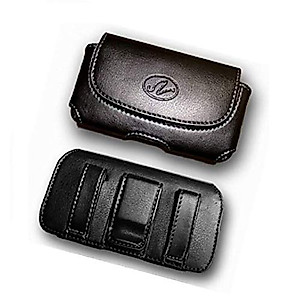 Wonderfly Horizontal Holster for Flip Phone or Smartphone Up to 4.25x2.25x0.85 Inch in Dimensions, a Leather Carrying Case with Belt Clip and Belt Loops