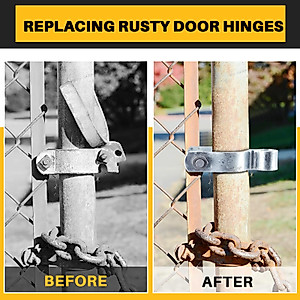 Hicarer 4 Pcs Chain Link Post Gate Hinge 3"[2 7/8" OD] x 5/8" Galvanized Steel Chain Link Fence Gate Post Hinge with Bolt and Nuts Parts Heavy Duty Fence Hardware for Outside