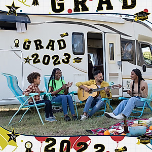 Graduation Car Magnets 12 Pcs 2023 Congrats Grad Garage Door Magnets Decoration Black and Gold 2023 Graduation Car Blackboard Magnets for Graduation Party Decoration Supplies