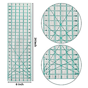 MANUFORE Quilting Ruler 6” x 24” Sewing Acrylic Ruler Anti-Slip Metric Ruler DIY Quilting Tools with Clear Printed Lines for Precise Cutting