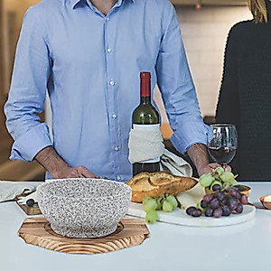 Korean Bibimbap Bowl Stone Bowl 1 Set Korean Cooking Bowl Sizzling Hot Pot with Wood Base Clay Pot for Cooking Hot Pot Dolsot Bibimbap and Soup Cookware Korean Pot