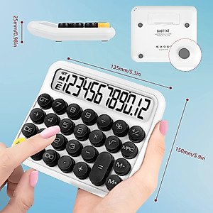 GUDTEKE Mechanical Switch Calculator, Pink Calculator Cute 12 Digit Large LCD Display Big Button Calculator Clear Standard for Daily and Basic Office,Automatic Sleep,with Battery
