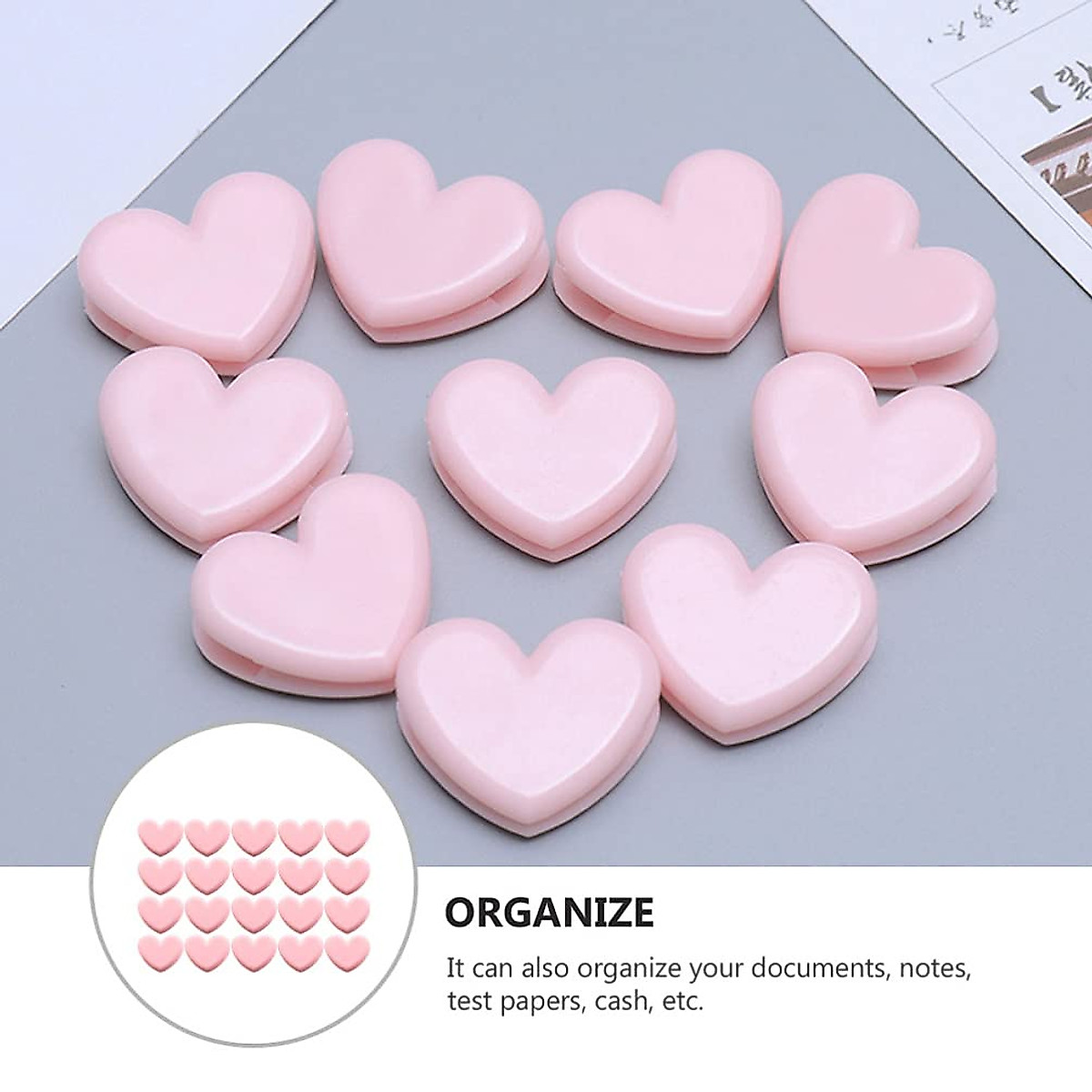 YARNOW 20pcs PlasticBag Clips Heart Shape Chip Bag Sealers Clamps Snack Coffee Potato Storage Sealing Slap Photo Picture Paper Holder for Kitchen Office, Pink, 3.2X2.5X1CM (TWGQRPH1017UYH103K0)