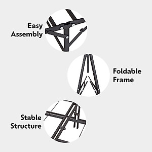 MACTUR Foldable Metal Bed Frame Queen Size Metal Platform Easy Assembly Heavy Duty Noise Free Bed Frame 13 Inches of Clearance Underbed Storage Sturdy Steel Frame, Queen, Black