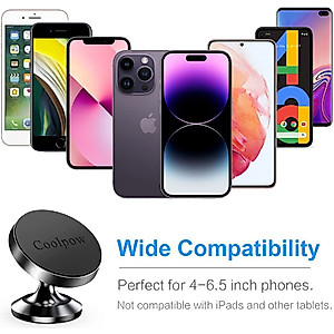 【2-PACK】Magnetic phone holder for car, [ Super Strong Magnet ] [ with 4 Metal Plate ] iPhone Magnetic car mount for cell phone, [ 360° Rotation ] Universal Dashboard car Mount Fits All Smartphones