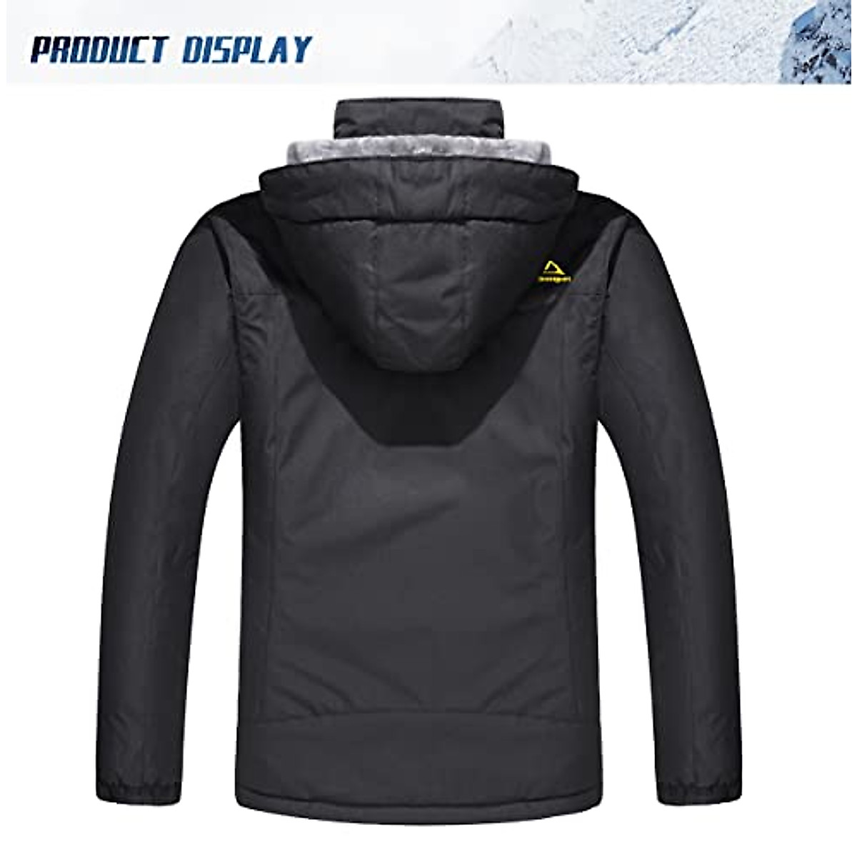 TACVASEN Men's Skiing Jacket with Pockets Winter Warm Fleece Lined Athletic Jacket, Brown, M