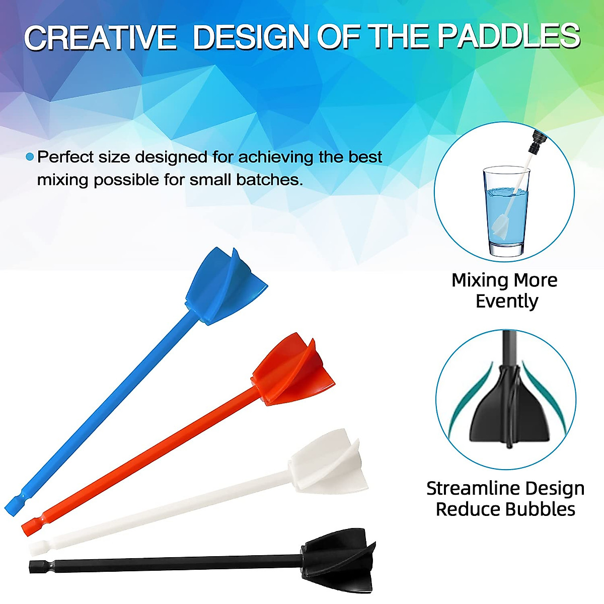 Epoxy Resin Mixer Paddles - Paint Mixer & Epoxy Mixer for Drill Attachment, Reusable Paint Stirrer Drill Paddles for Mix Epoxy Resin, Stirring Spoon, Silicone Spatula and Silicone Mat