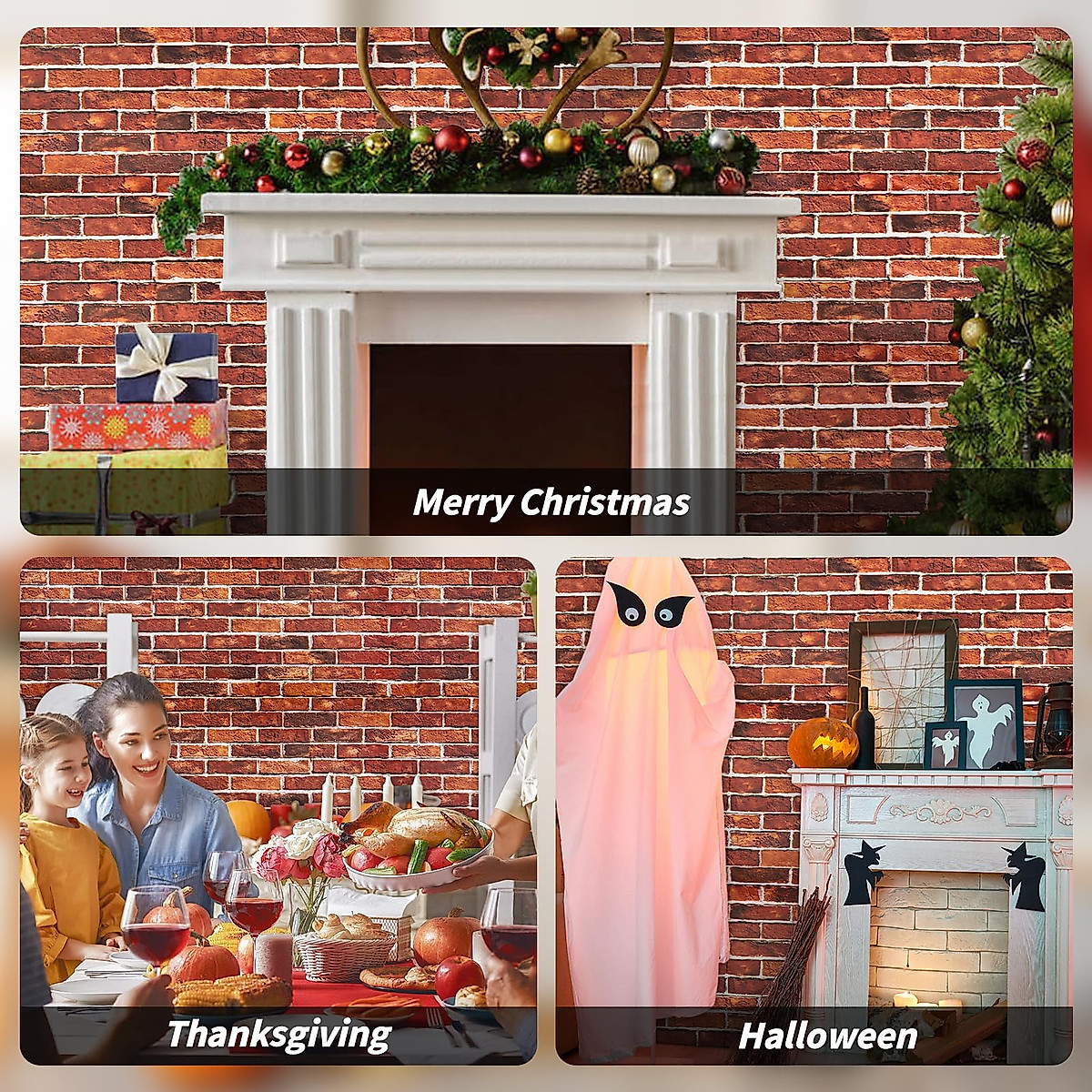 Brick Wallpaper Peel and Stick Red Brick Wallpaper for Bedroom 17.7" X 118" Faux Brick Pattern Wallpaper for Fireplace Kitchen Accent Wall Home Decoration Party Brick Wrapping Paper Backdrop