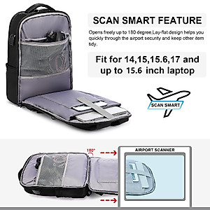 LOVEVOOK Laptop Backpack for Women, Anti-Theft Travel Backpacks Purse with Lock, Work Business Computer Bag with USB Port, Casual Hiking Daybag College School BookBag，15.6Inch Black