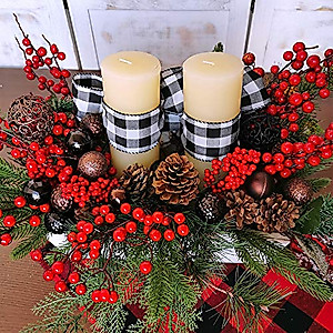 Winlyn 50 Yards Black and White Buffalo Check Plaid Wired Ribbon Gingham Ribbon 2.5" Wide for Christmas Tree Wreath Bows Festive Farmhouse Decoration Gift Wrapping Crafts Floral Arrangement