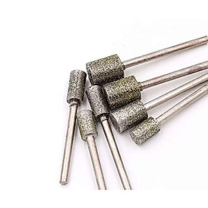 10 PCS Diamond Grinding Bits, 10mm Cylinder Head,1/8” Shank, Diamond Coated Mounted Points Grinder Bits