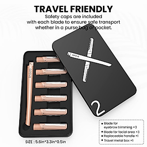 OPOVE Dermaplaning Tool Set,Professional Dermaplane Tools with 6 Refill Blades,Peach Fuzz Removal & Eyebrow Shaper–Face Shavers for Women,Facial Hair Razor Help Exfoliate and Smooth the Skin-Champagne