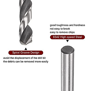 HARFINGTON 6542 High-Speed Steel Twist Drill Bit, 8.2mm Drill Bit 200mm Length Extended Straight Shank Black Oxide Ground Drill Bit for Steel Aluminum Alloy