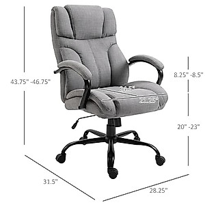 Vinsetto 500lbs Big and Tall Office Chair with Wide Seat, Ergonomic Executive Computer Chair with Adjustable Height, Swivel Wheels and Linen Finish, Light Grey