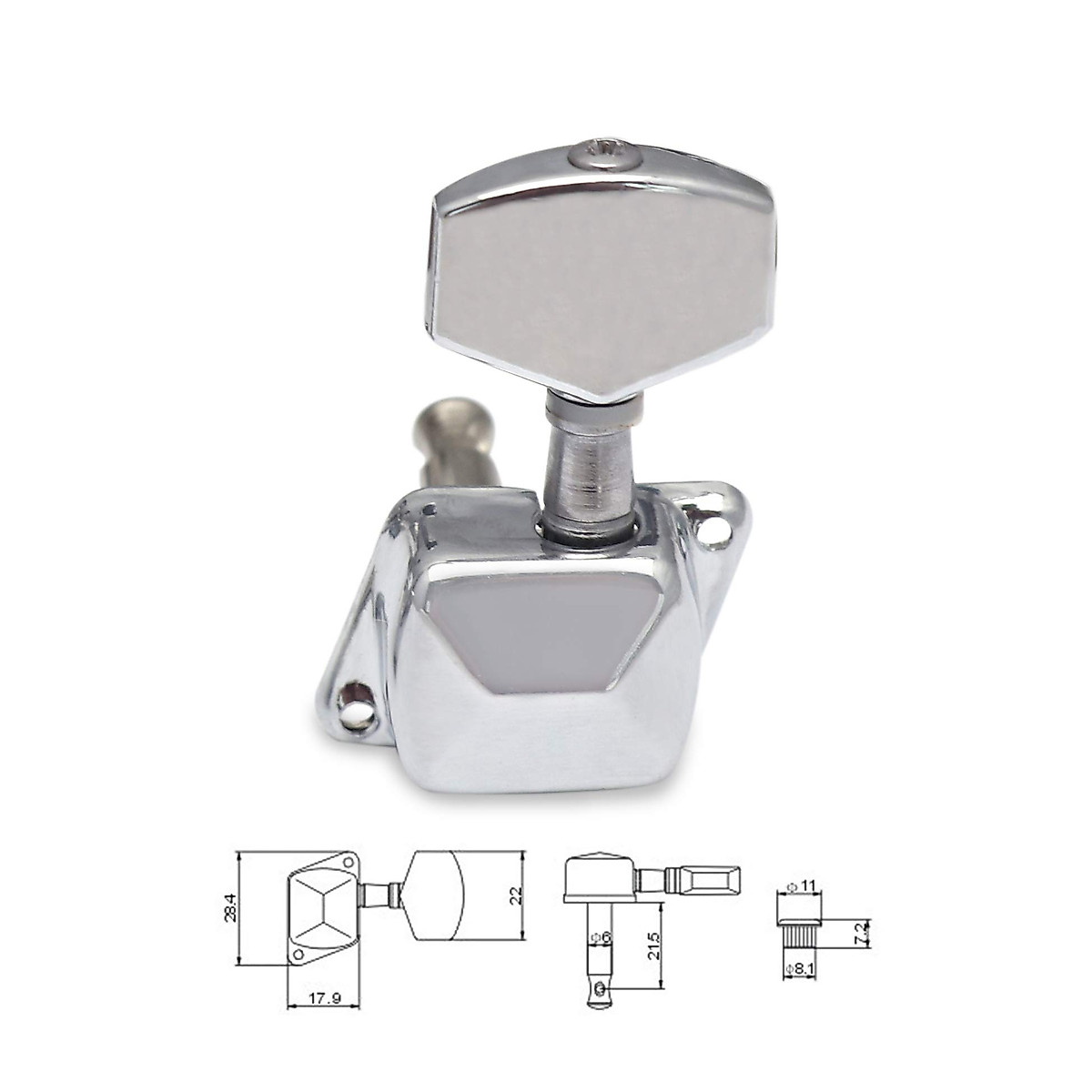 Metallor Semiclosed String Tuning Pegs Machine Heads Tuners 3L 3R Electric Acoustic Guitar parts Replacement Set of 6Pcs Chrome. (3L+3R)