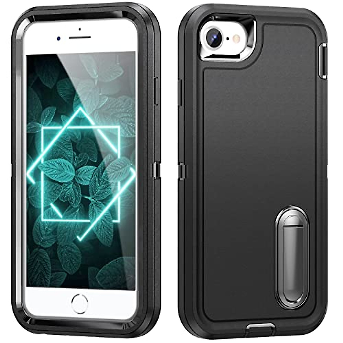 IDweel iPhone SE 2022 Case(3rd Gen),iPhone SE 2020 Case(2rd),iPhone 8/7/6S/6 Case with Stand,Heavy Duty Shockproof Anti-Scratch Protective Hard Case for iPhone SE 2/3nd,iPhone 6S/6/7/8,Black