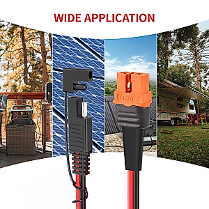 ELFCULB 12AWG XT60i to SAE Adapter Extension Cable with SAE Polarity Reverse Adapter for Portable Power Station Solar Panel Solar Generator(2FT)