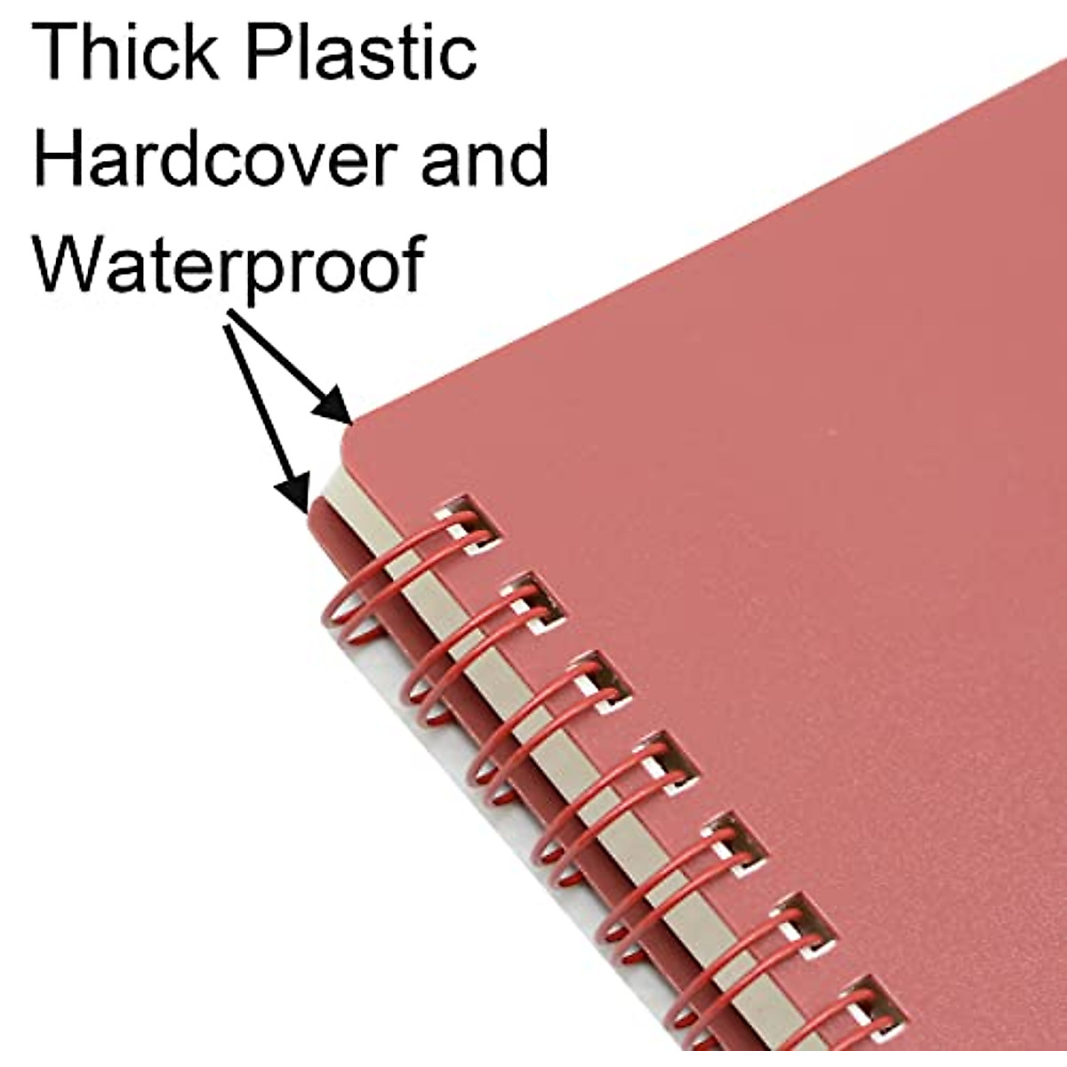 Yansanido Red Cover Spiral Notebook, 4 Pcs A5 Thick Plastic Hardcover 8mm Ruled 80 Sheets -160 Pages Journals for Study and Notes (Ruled-4pcs Wine Red, A5)