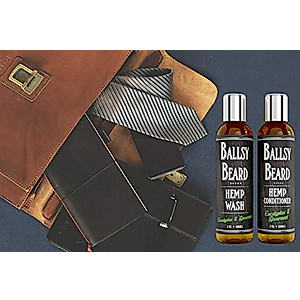 Ballsy Beard Wash Shampoo & Conditioner Set for Men 2 Piece Travel Size Hair Shampoo (Eucalyptus Spearmint, 2 oz)