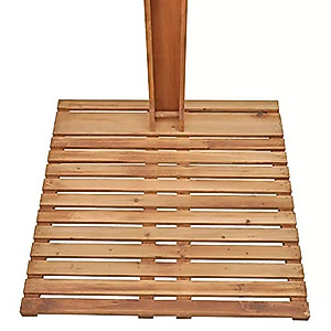 Festnight Wooden Outdoor Shower Stand Portable Mobile Garden Camping Water Pressure Adjustable Shower for Backyard Pool Outdoor Swimming
