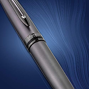 Waterman Expert Rollerball Pen | Metallic Silver Lacquer with Ruthenium Trim | Fine Point | Black Ink | With Gift Box