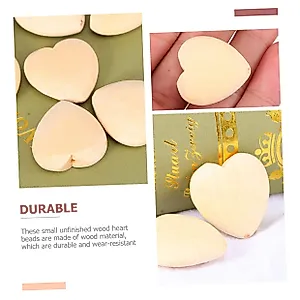 SHOWERORO 50pcs Wood Heart Beads Decoration Heart Shape DIY Bracelet Beads Valentine's Day Craft Materials